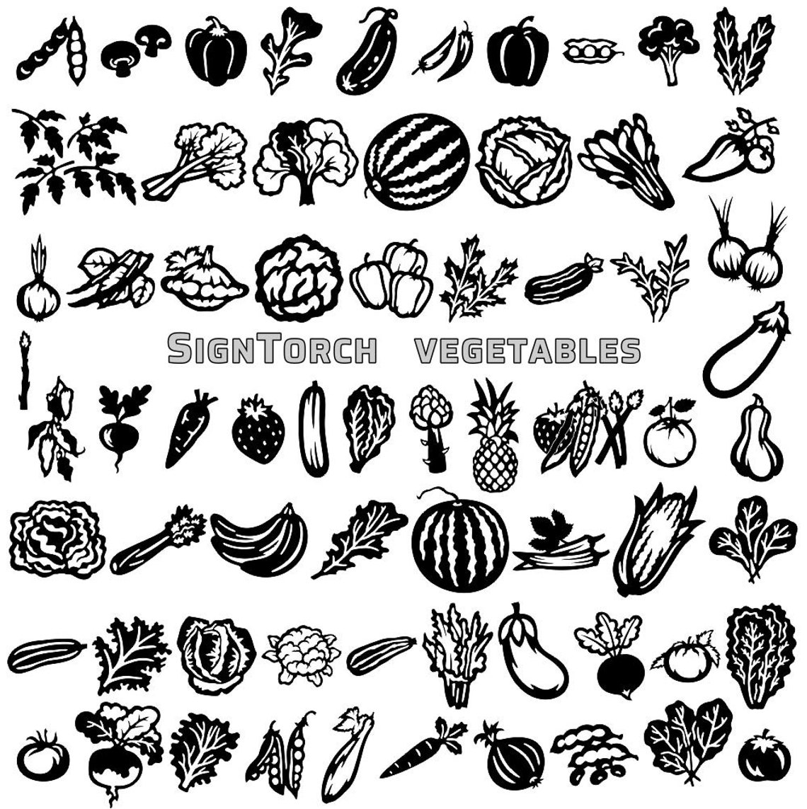 Vegetable Clip Art Vector DXF SVG CNC Art Plasma Cutter Router Cricut ...