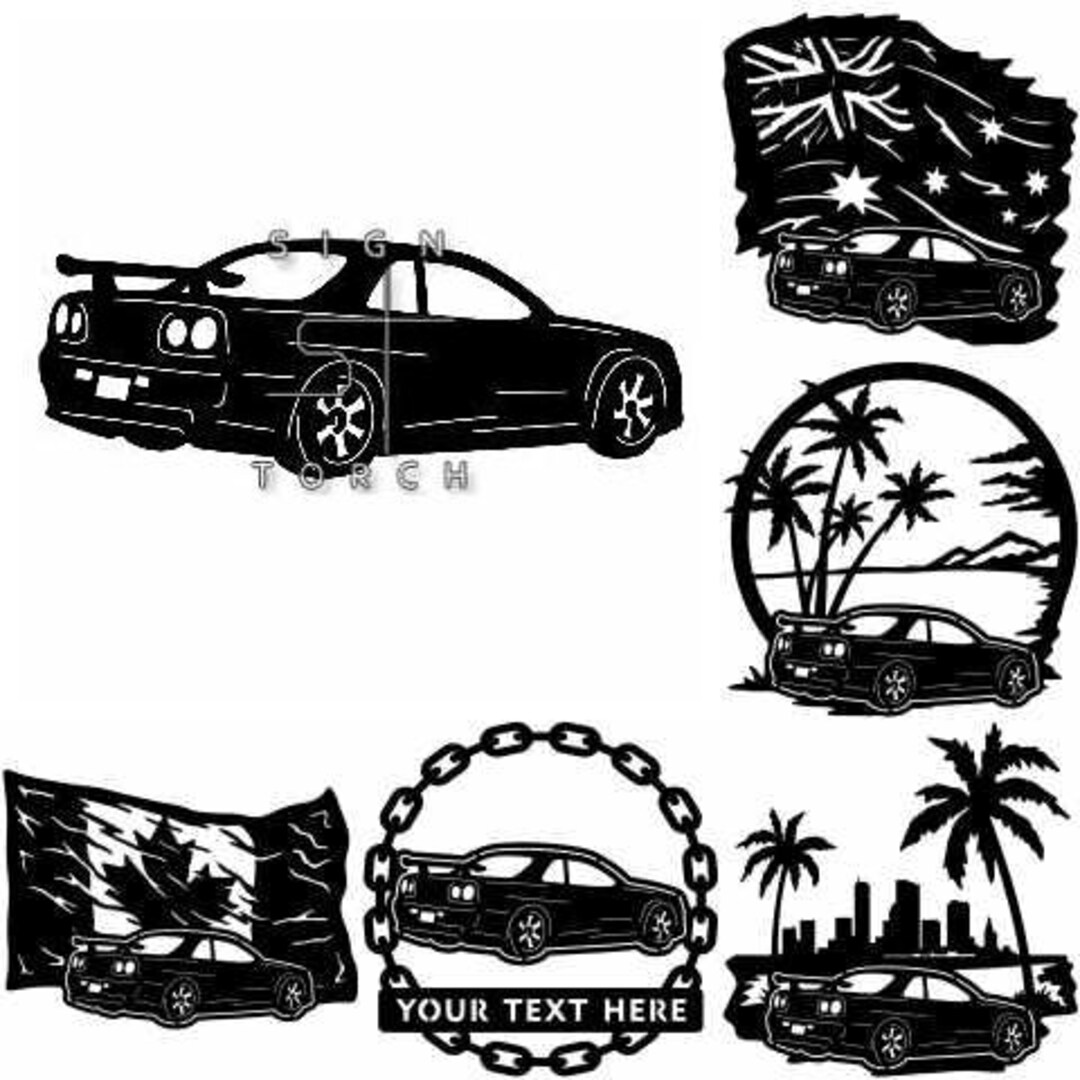 Nissan Gtr Car 31 Designs Vector Dxf Svg Cnc Art for Cnc Plasma Laser ...