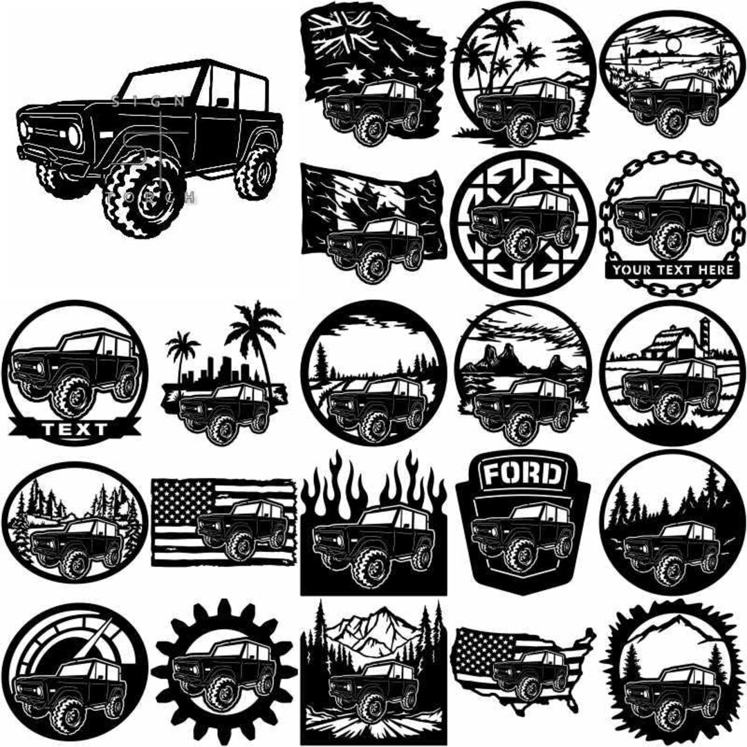 Ford Bronco Truck 49 Designs Vector Dxf Svg Cnc Art for Cnc Plasma ...