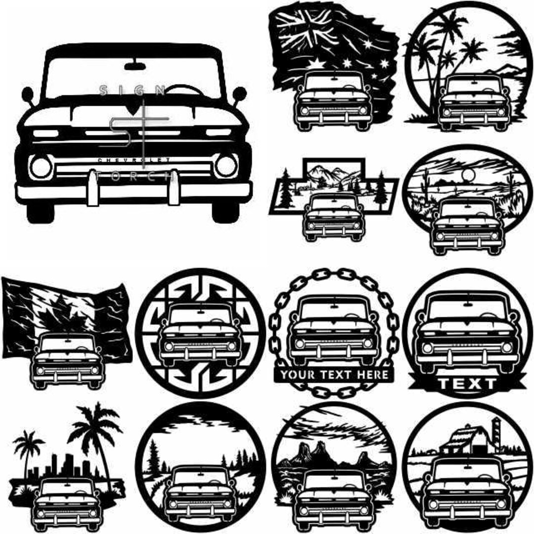 1966 Chevy C10 Truck 44 Designs Vector Dxf Svg Cnc Art for Cnc Plasma ...