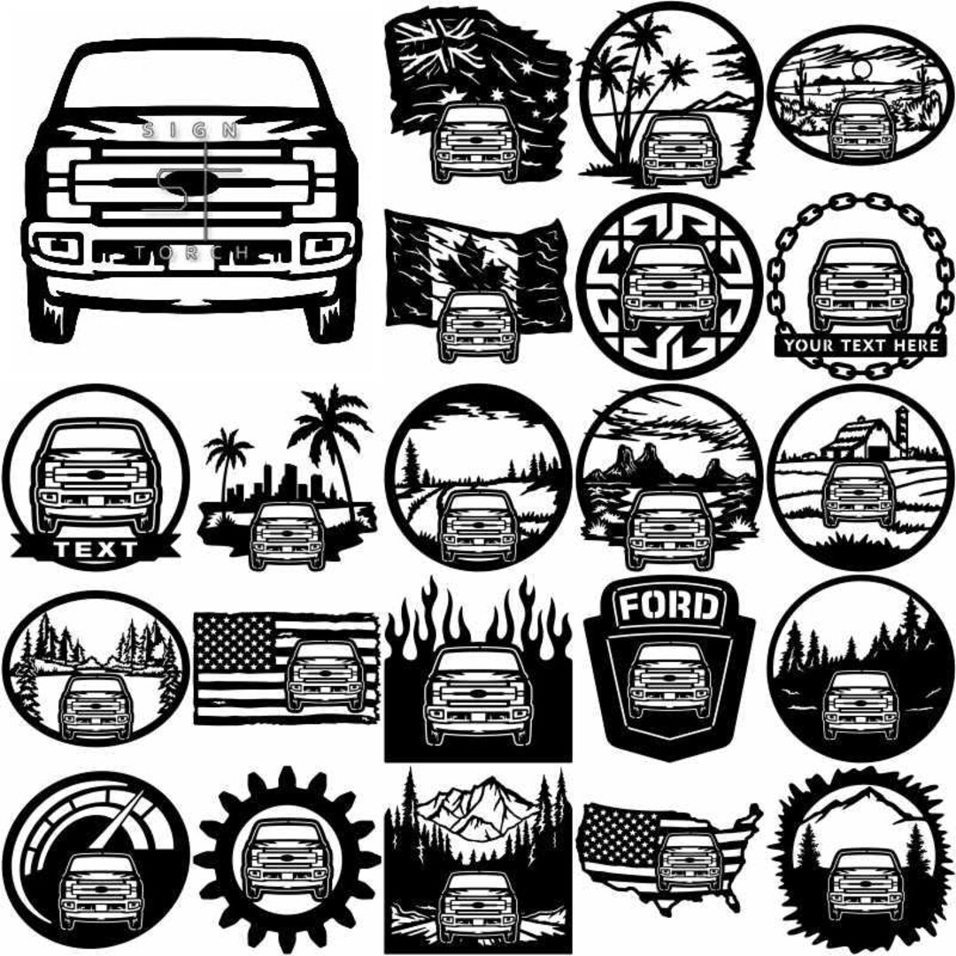 F250 Front Truck 49 Designs Vector Dxf Svg Cnc Art for Cnc Plasma Laser ...
