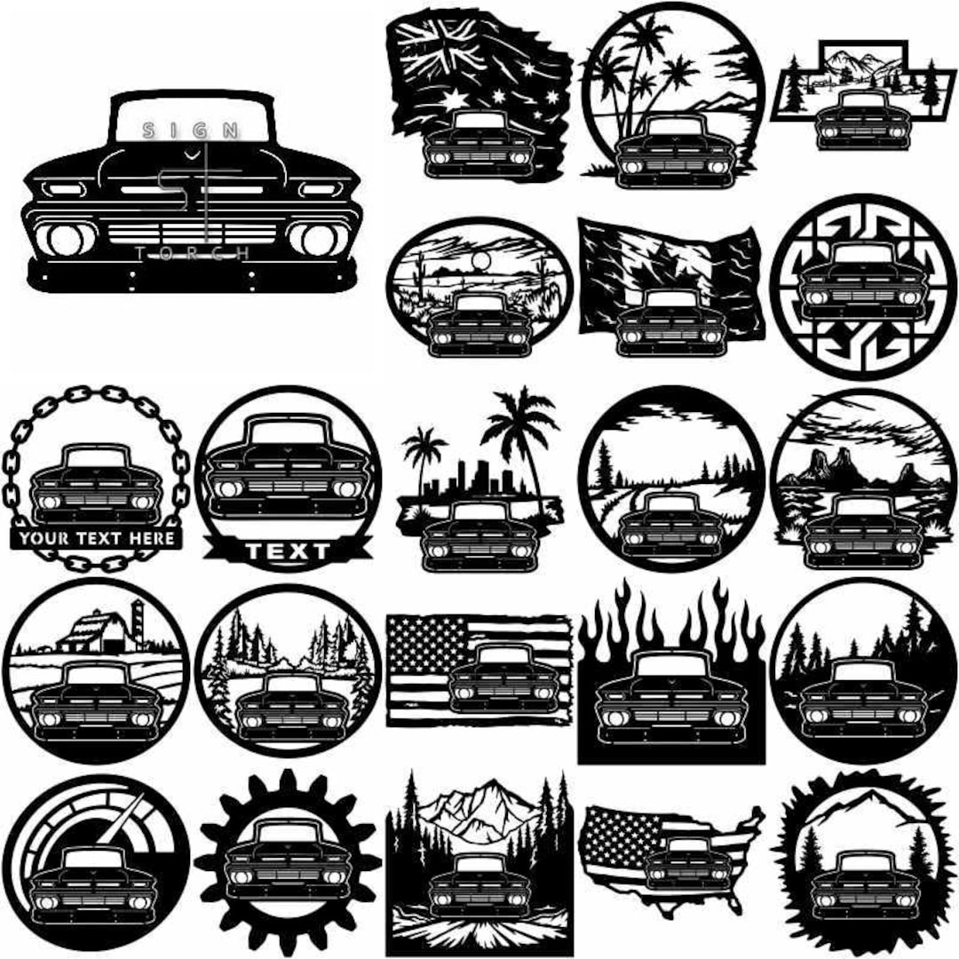 62 Chevy C10 Truck 49 Designs Vector Dxf Svg Cnc Art for Cnc Plasma ...