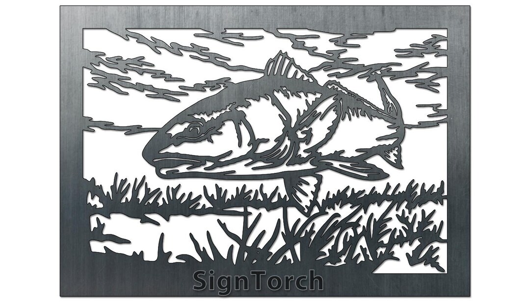 Redfish Scene Vector DXF SVG CNC Plasma Laser Router Cricut Silhouette ...