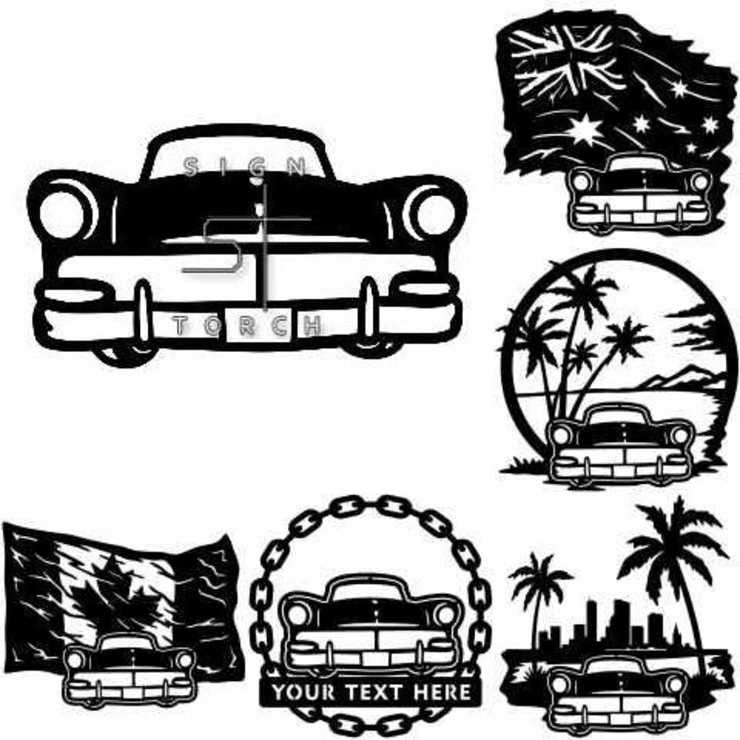 Ford Fairlane 1956 Car 32 Designs Vector Dxf Svg Cnc Art for Cnc Plasma ...