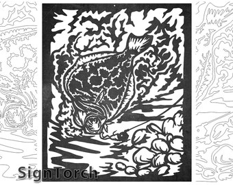 Redfish Scene Vector DXF SVG CNC Plasma Laser Router Cricut | Etsy