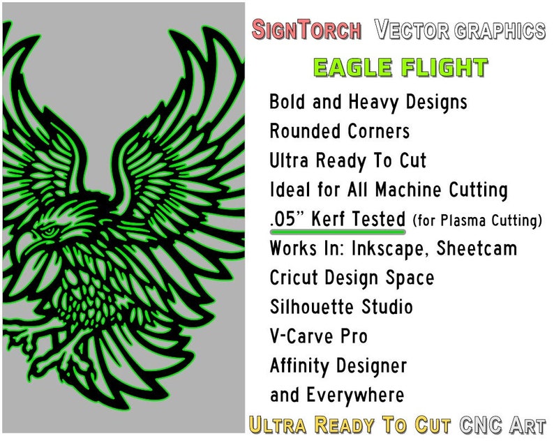 Eagle Flight Vector Dxf Svg Cnc Plasma Laser Router Cricut Silhouette