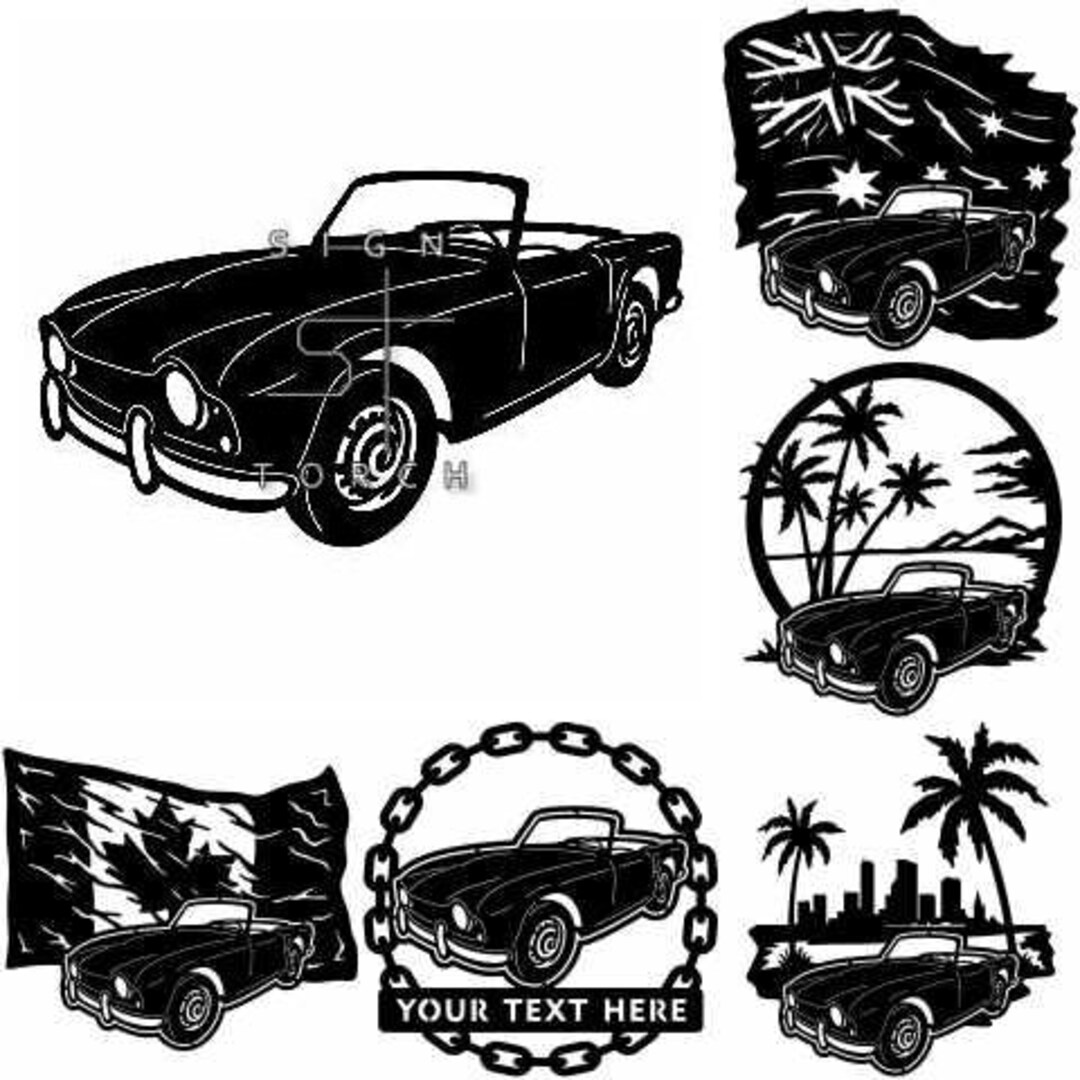 Triumph Car 31 Designs Vector Dxf Svg Cnc Art for Cnc Plasma Laser ...