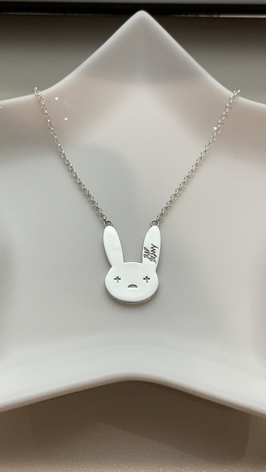 3D Custom Made 925 Sterling Silver Bad Bunny Necklace - Etsy UK