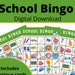 SCHOOL BINGO, Back to School Bingo, Fun Printable Party Bingo, Teacher ...