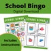 SCHOOL BINGO, Back to School Bingo, Fun Printable Party Bingo, Teacher ...