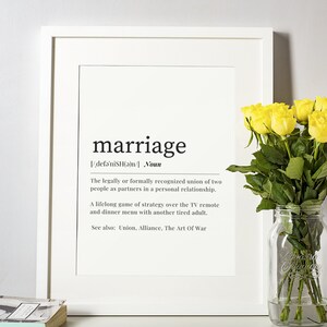 Funny Marriage Definition Print Dictionary Print Wall Art - Etsy