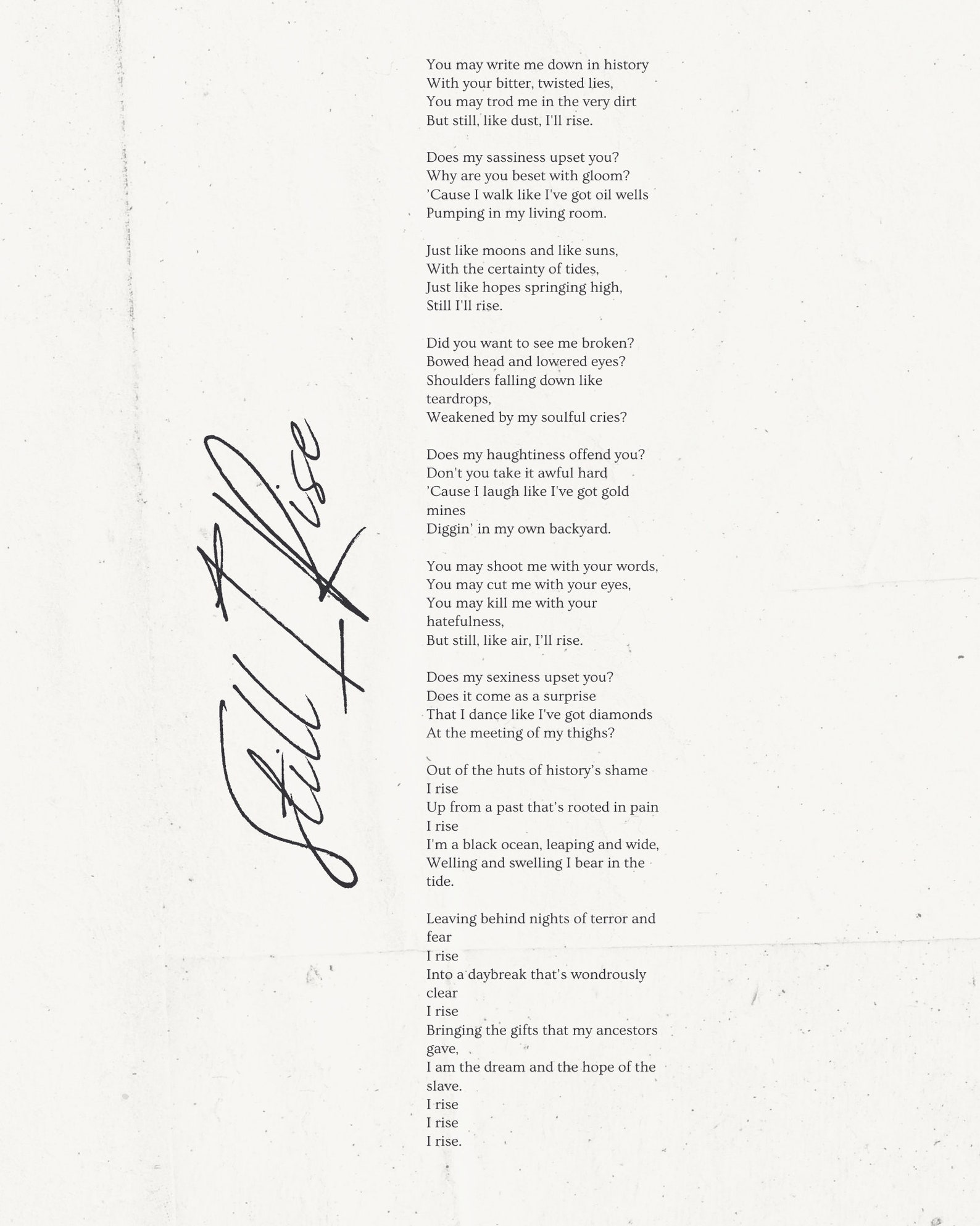 Still I Rise Poem, Maya Angelou Poem Printable, Confidence Poster, Self ...