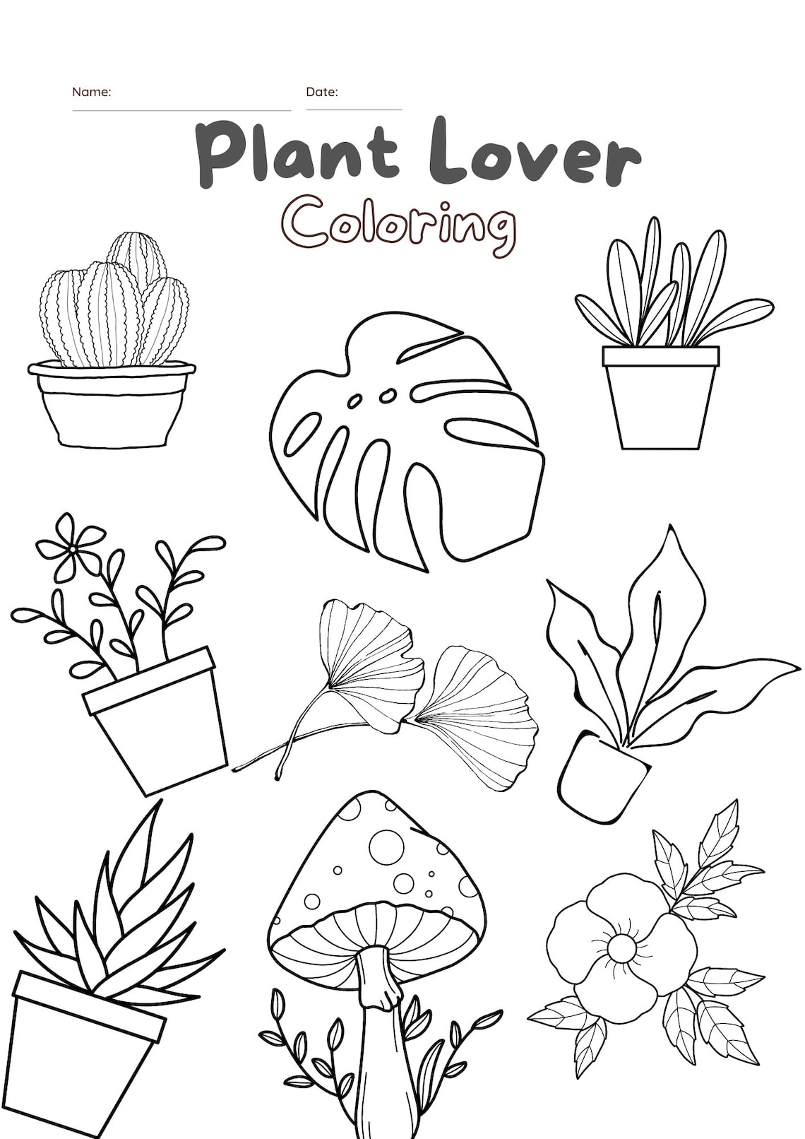 Plant Coloring Page, Adult Coloring Pages Digital Download, Printable ...