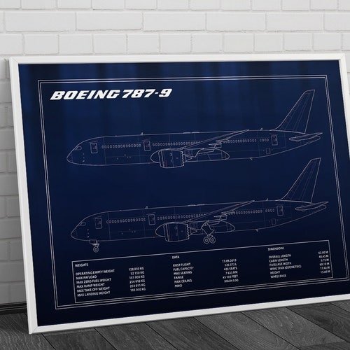 Poster Boeing 787-9 Dreamliner Blueprint - Etsy