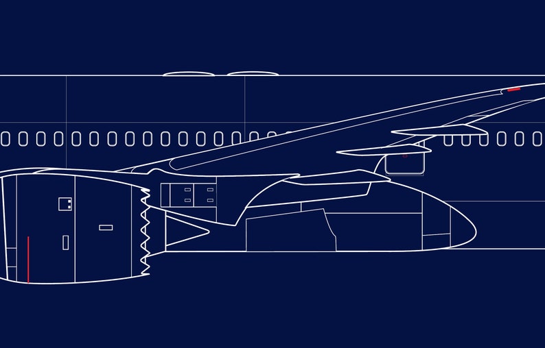 Poster Boeing 787-9 Dreamliner Blueprint - Etsy UK