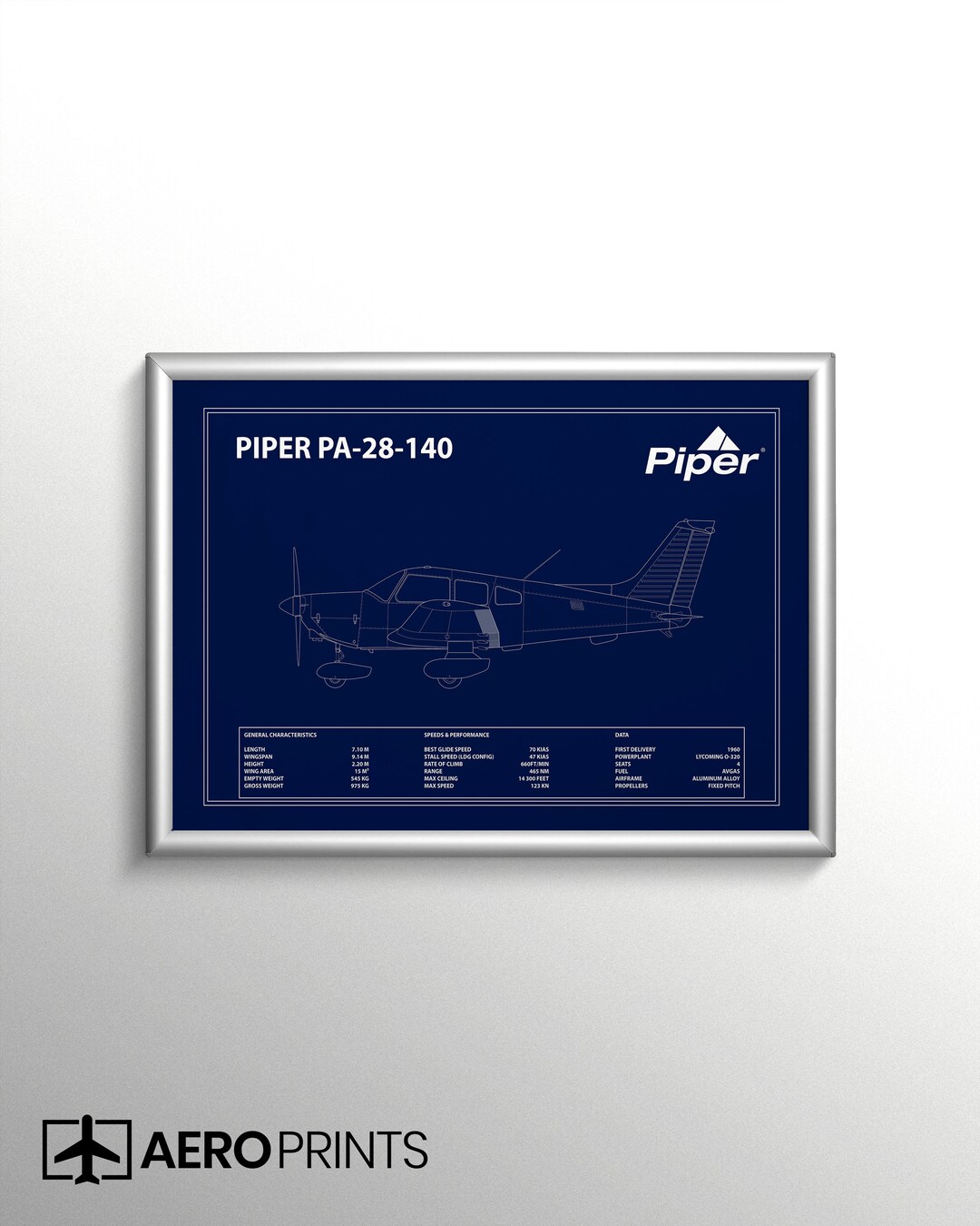 Poster Piper PA-28 Blueprint - Etsy