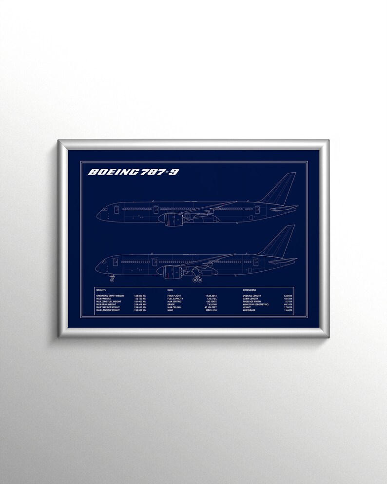 Poster Boeing 787-9 Dreamliner Blueprint - Etsy