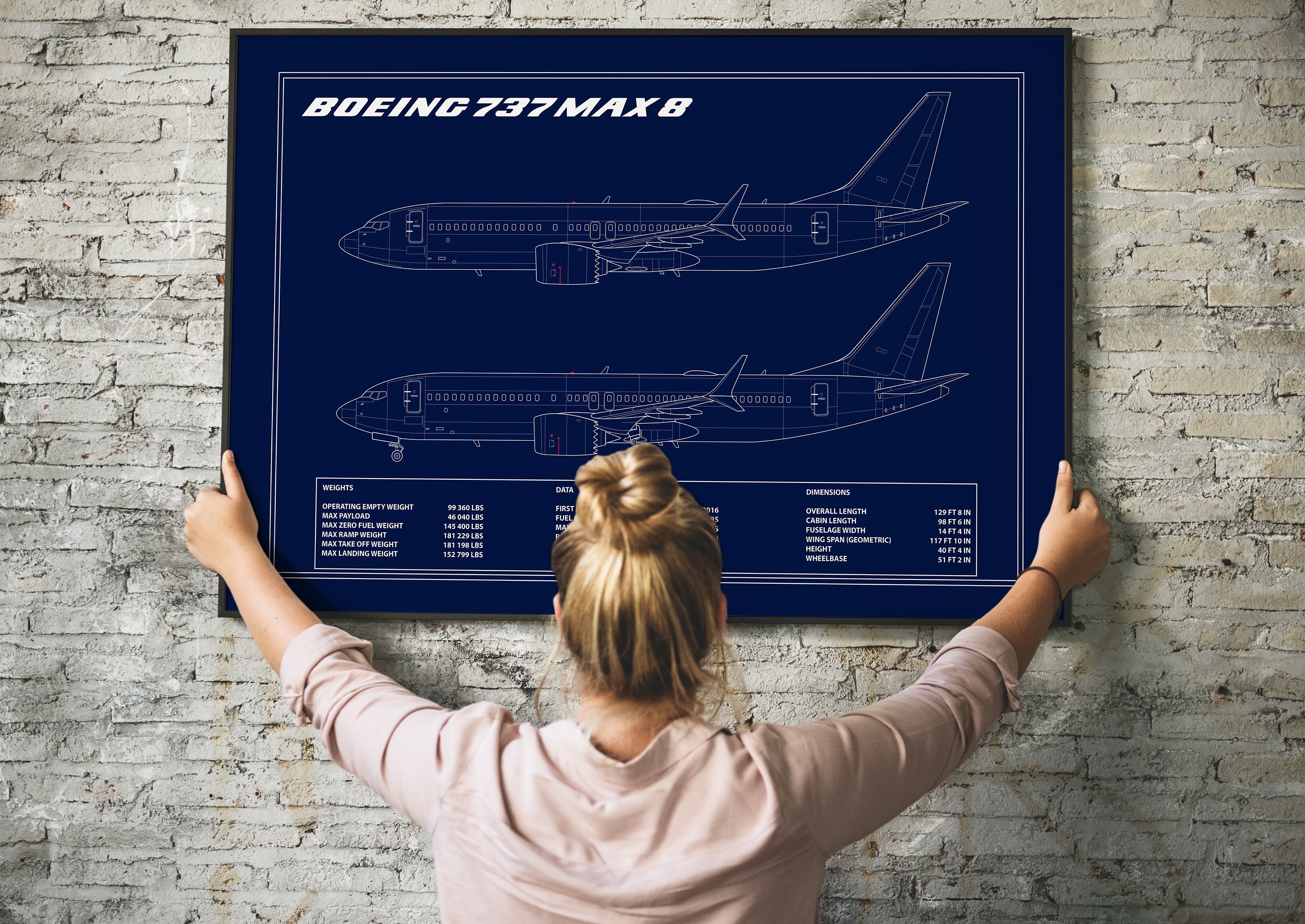 Poster Boeing 737 500 Blueprint Prints Art Collectibles Etna pe