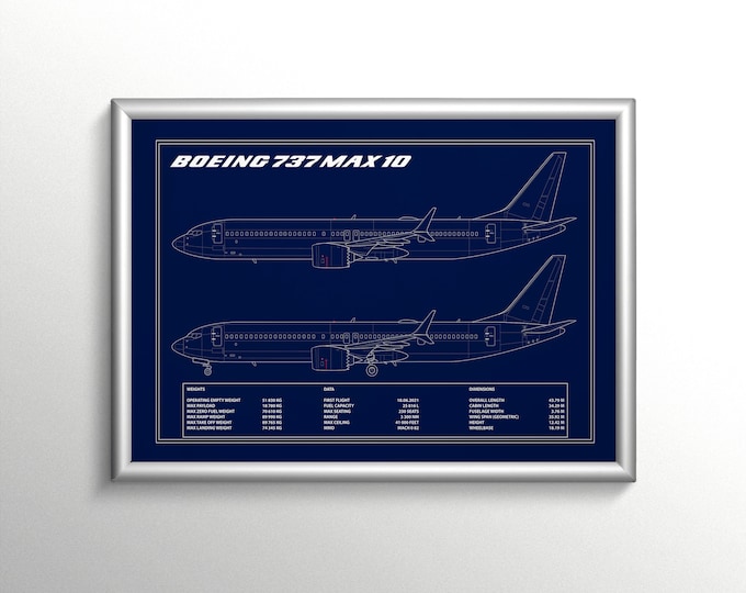 Poster Boeing 737 Max 10 Blueprint - Etsy