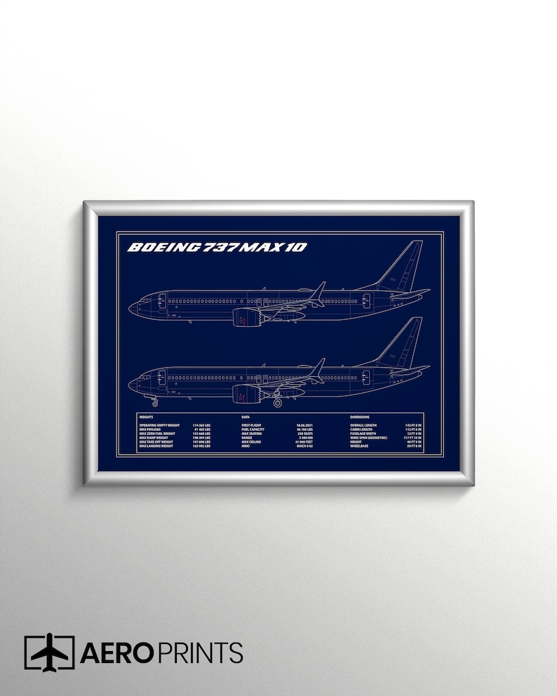 Poster Boeing 737 Max 10 Blueprint - Etsy