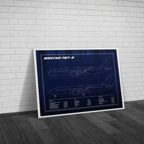 Poster Boeing 787-9 Dreamliner Blueprint - Etsy