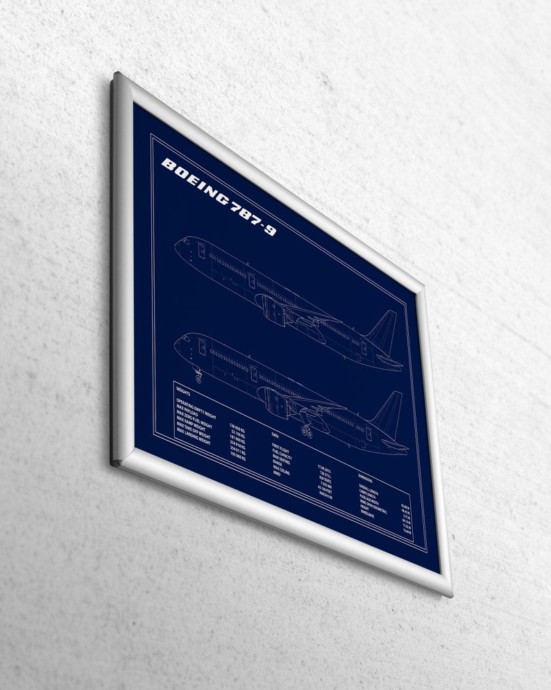 Poster Boeing 787-9 Dreamliner Blueprint - Etsy Australia