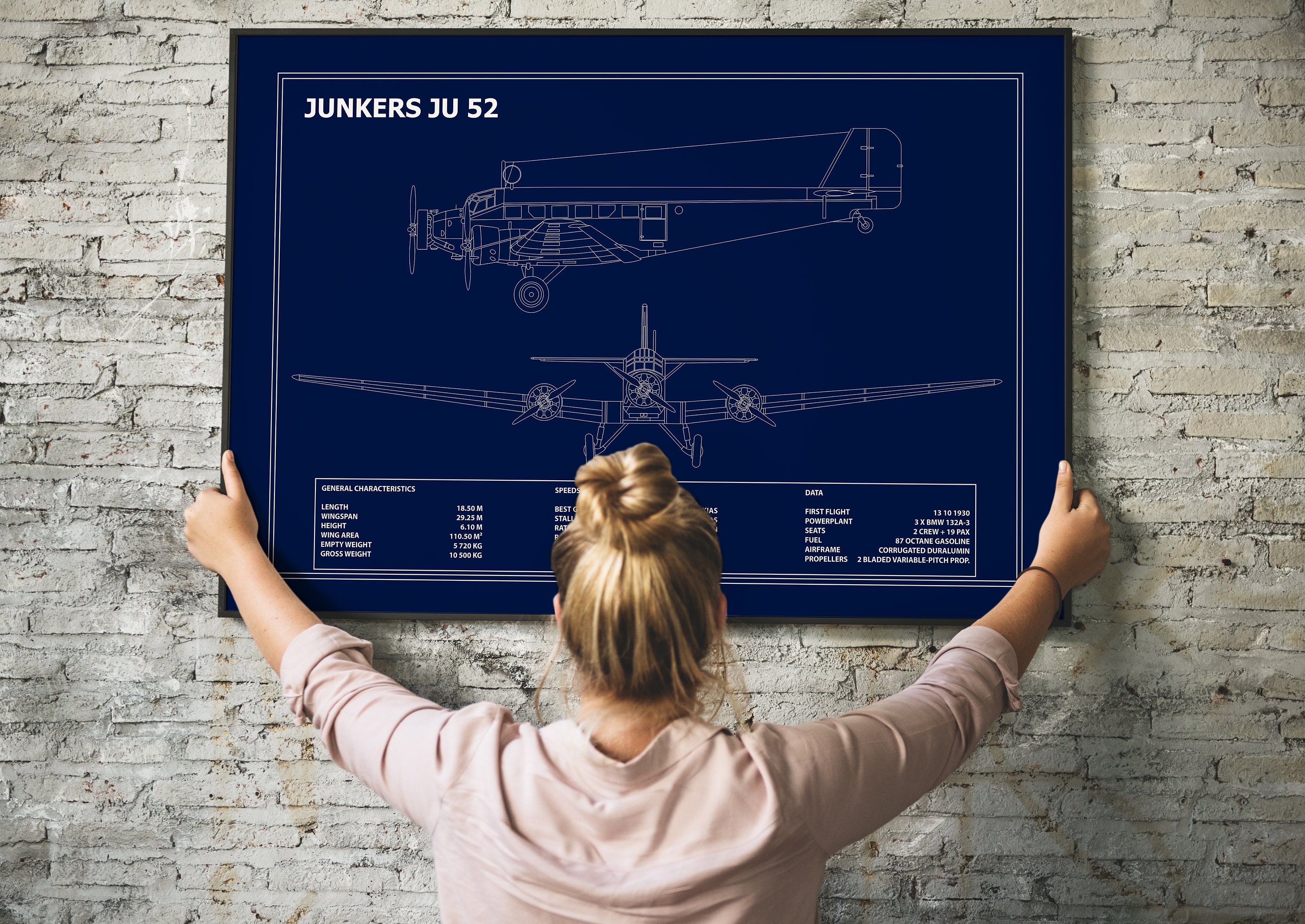 Poster Junkers JU-52 Blueprint - Etsy UK
