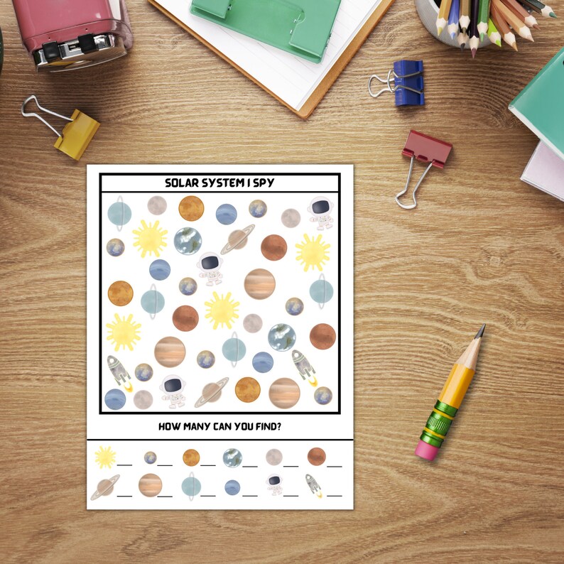 Space Trace Worksheet Solar System I Spy Printable Digital - Etsy