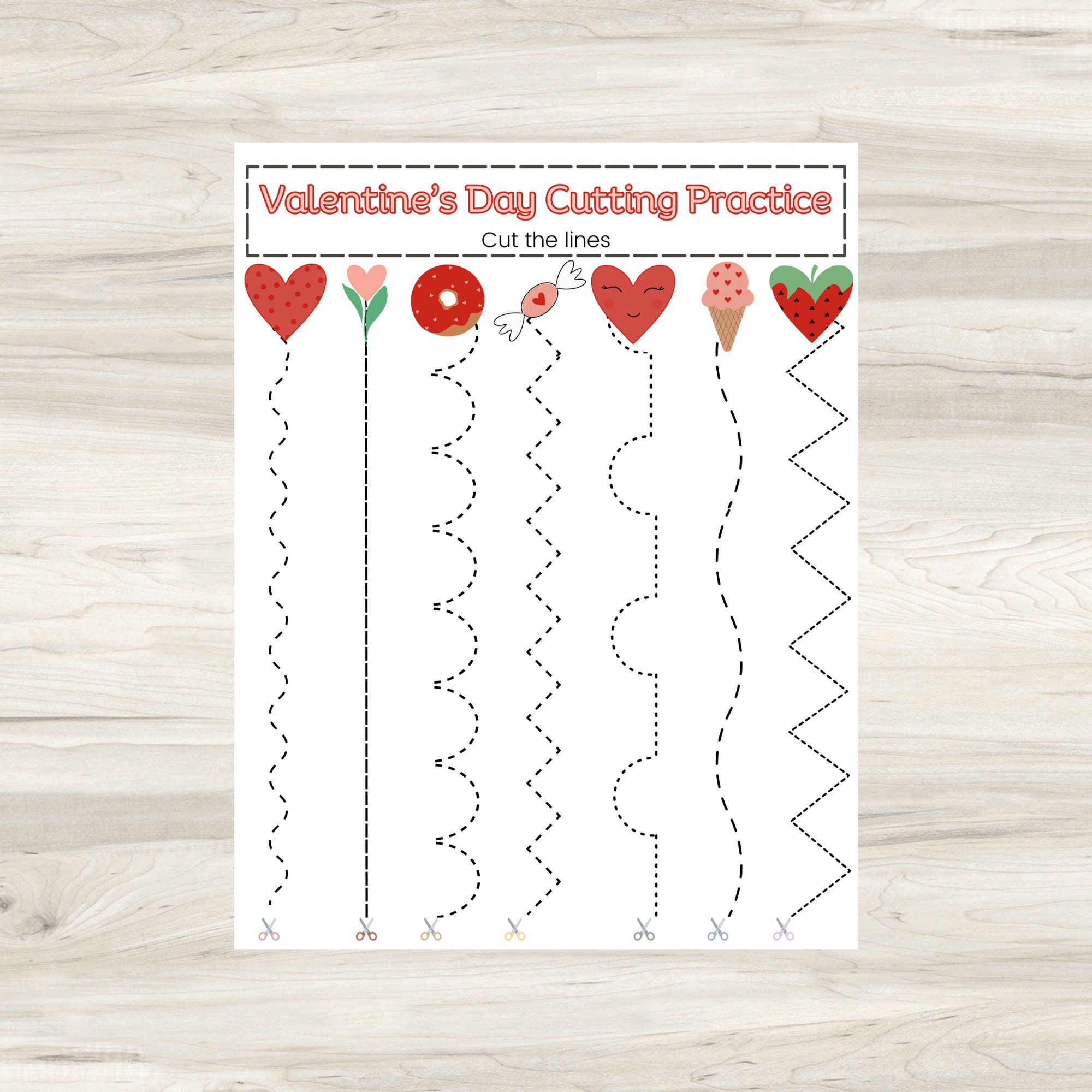 Valentine's Day Trace Worksheet, Heart Printable Digital Download. Pre ...