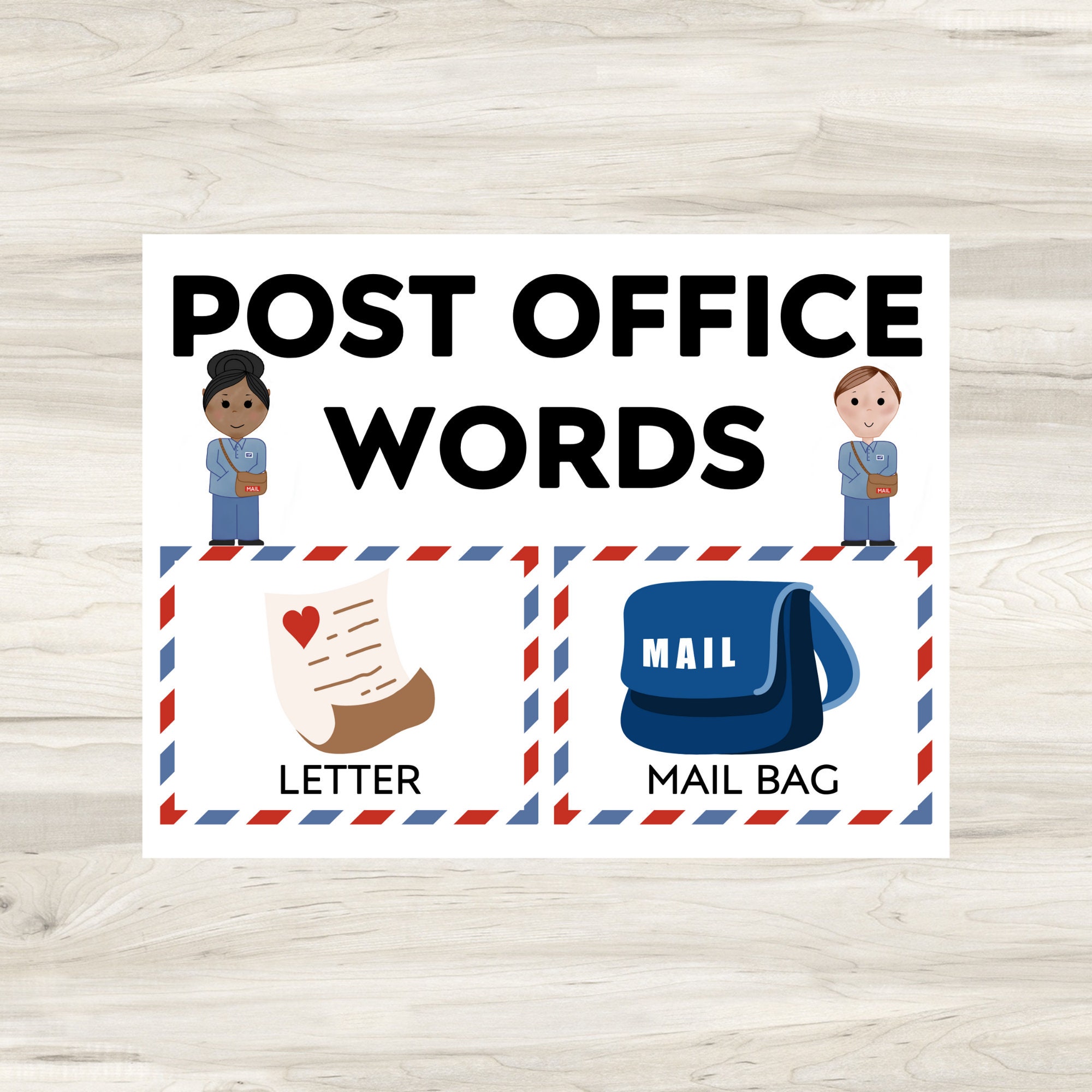 Post Office Words Printable Worksheet, Dramatic Play Educational ...