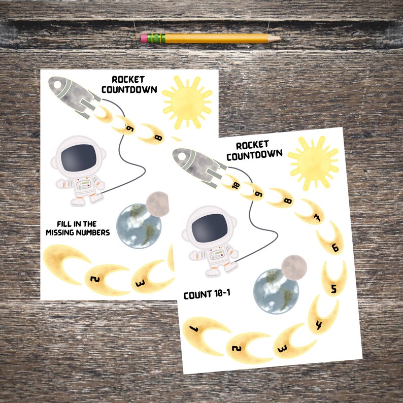 Rocket Countdown Worksheet, Space Printable Digital Download. Pre-k ...