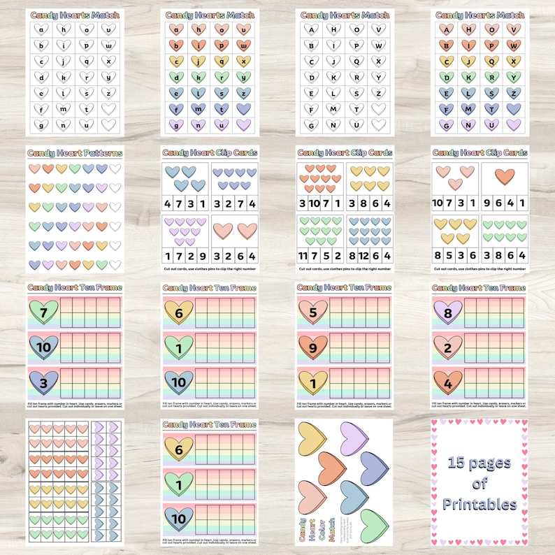 Valentine's Day Conversation Hearts Worksheets, Printable Digital ...