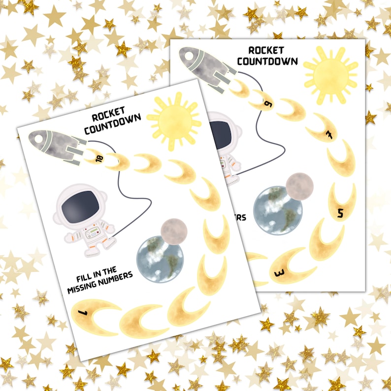 Rocket Countdown Worksheet, Space Printable Digital Download. Pre-k ...