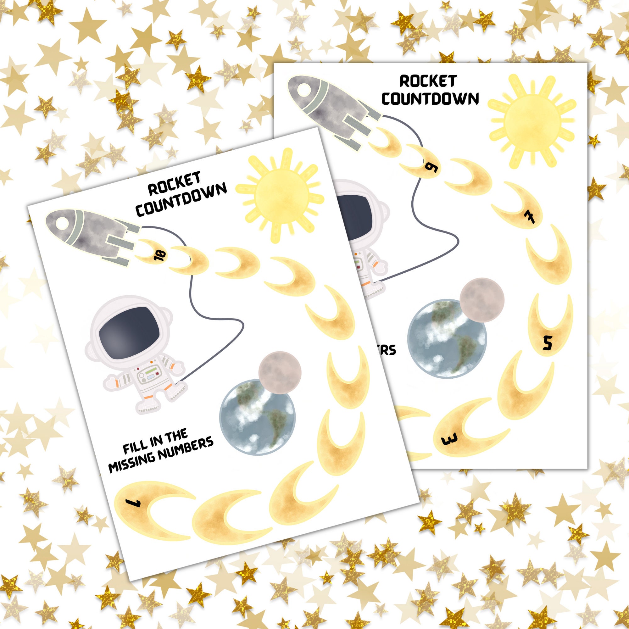 Rocket Countdown Worksheet, Space Printable Digital Download. Pre-k ...