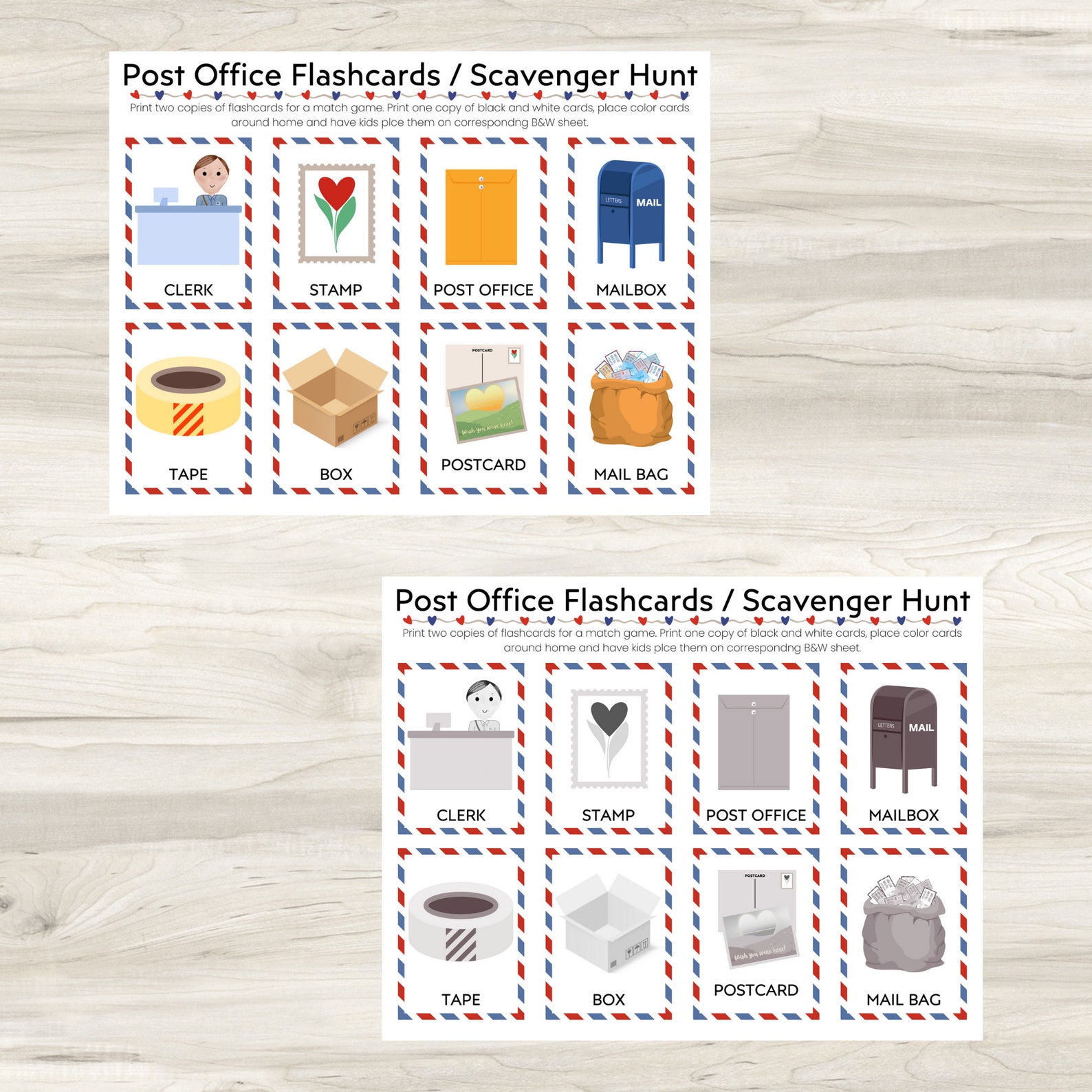 Valentine's Day Post Office Printable Worksheet Set (digital Download ...