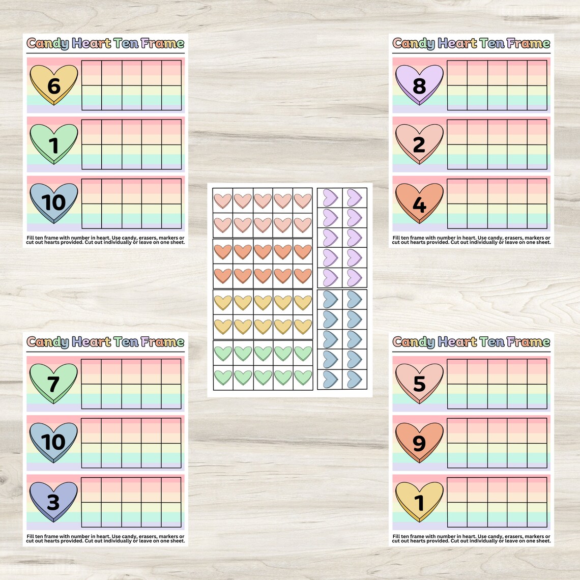 Valentine's Day Conversation Hearts Worksheets, Printable Digital ...