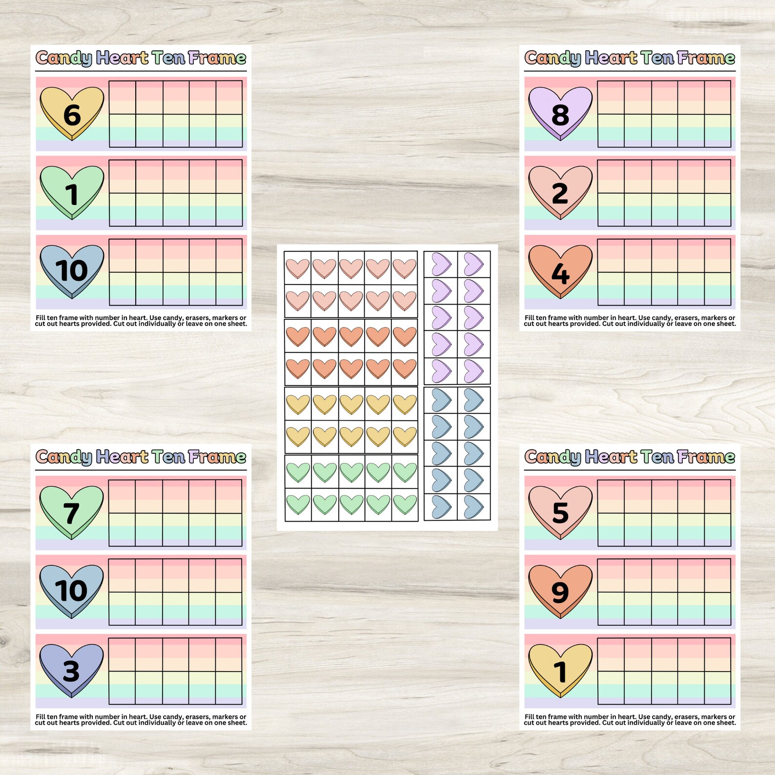 Valentine's Day Conversation Hearts Worksheets, Printable Digital ...