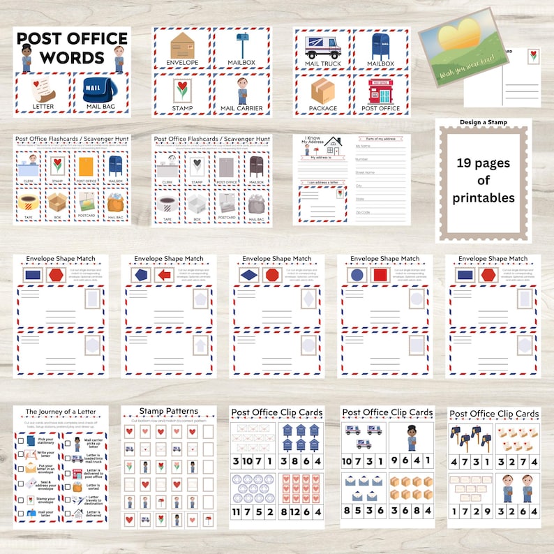 Post Office Printables Worksheet Set, Dramatic Play and Educational ...