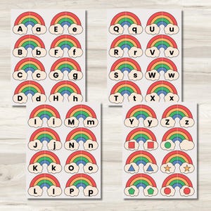 Rainbow Alphabet, Shapes & Sight Words Match and Scavenger Hunt Bundle ...