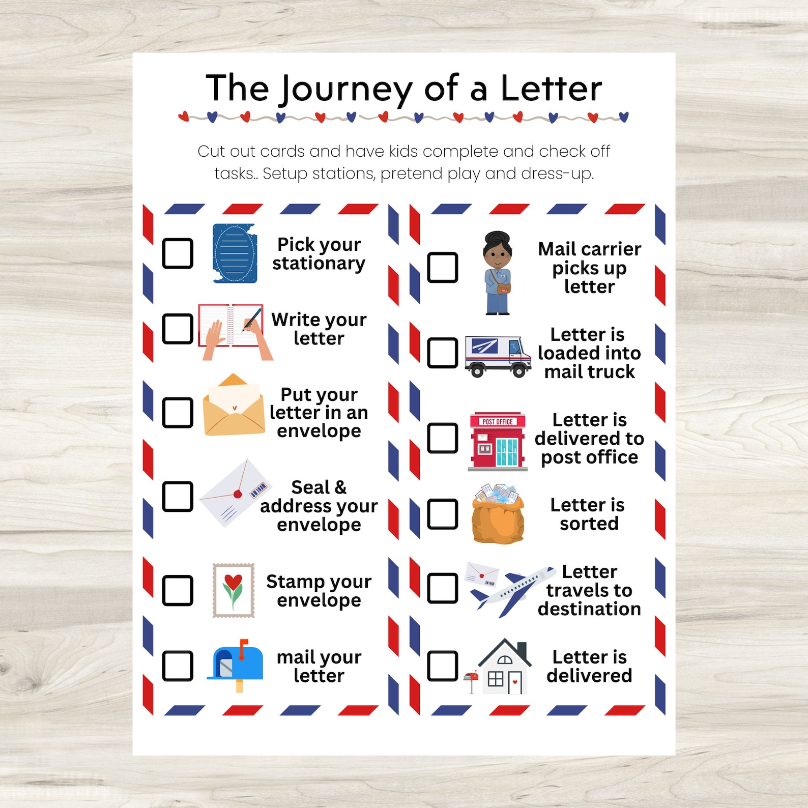 Post Office Printables Worksheet Set, Dramatic Play and Educational ...