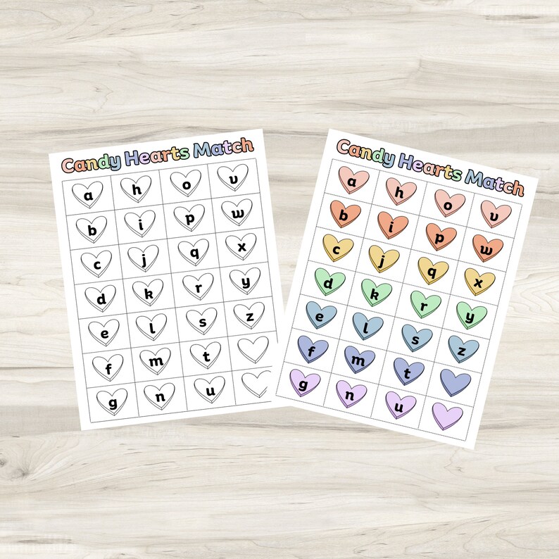Valentine's Day Conversation Hearts Worksheets, Printable Digital ...