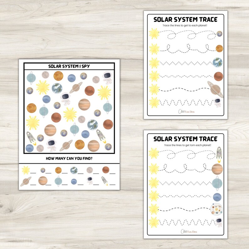 Space Trace Worksheet Solar System I Spy Printable Digital - Etsy