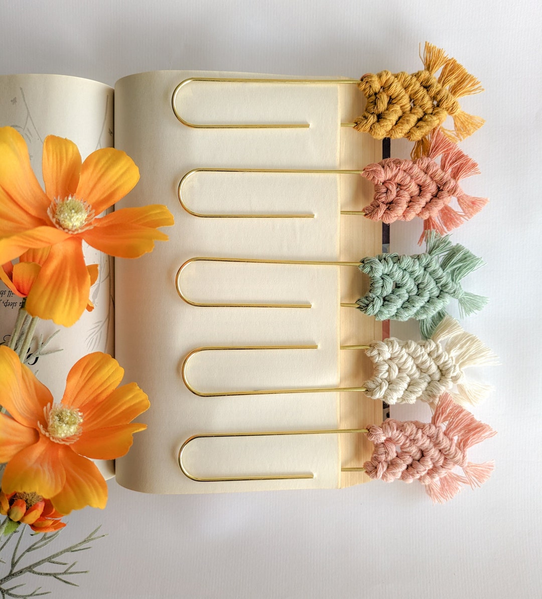 Macrame Paper Clip Bookmark: Jumbo Recycled Cotton Boho Clip - Etsy