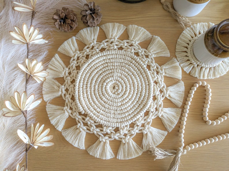 Macrame Placemats | Dining Placemats With Detailed Trims | Table Centerpiece | Boho Table Decor ...