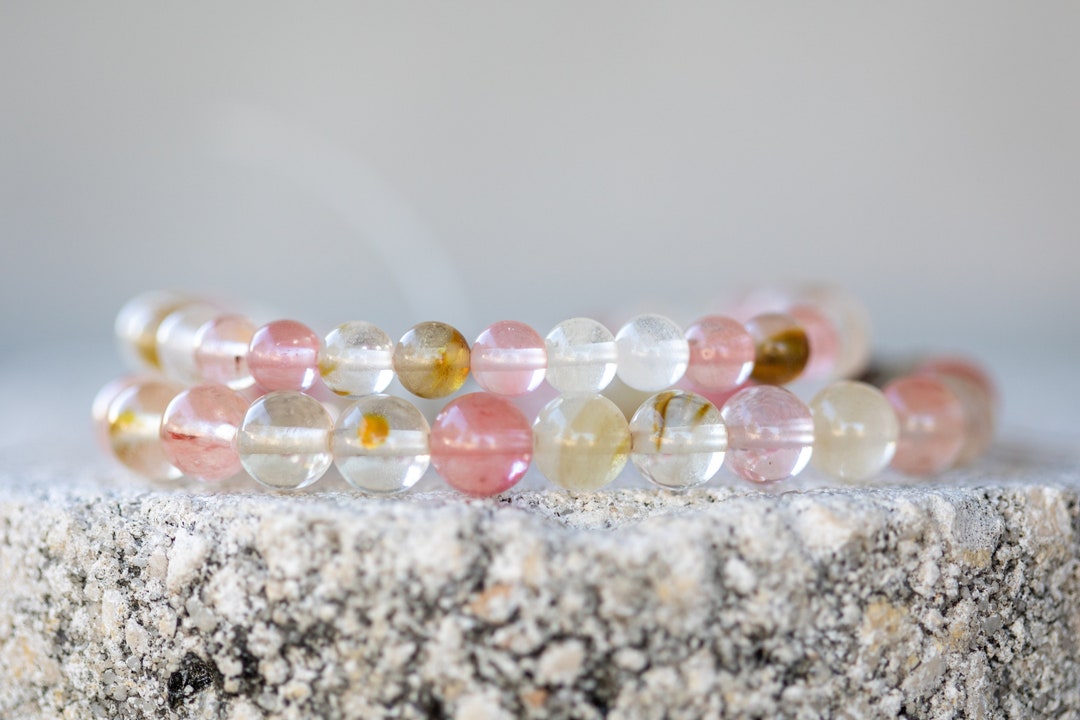 Watermelon Quartz Gemstone Crystal Healing Bracelet - Etsy