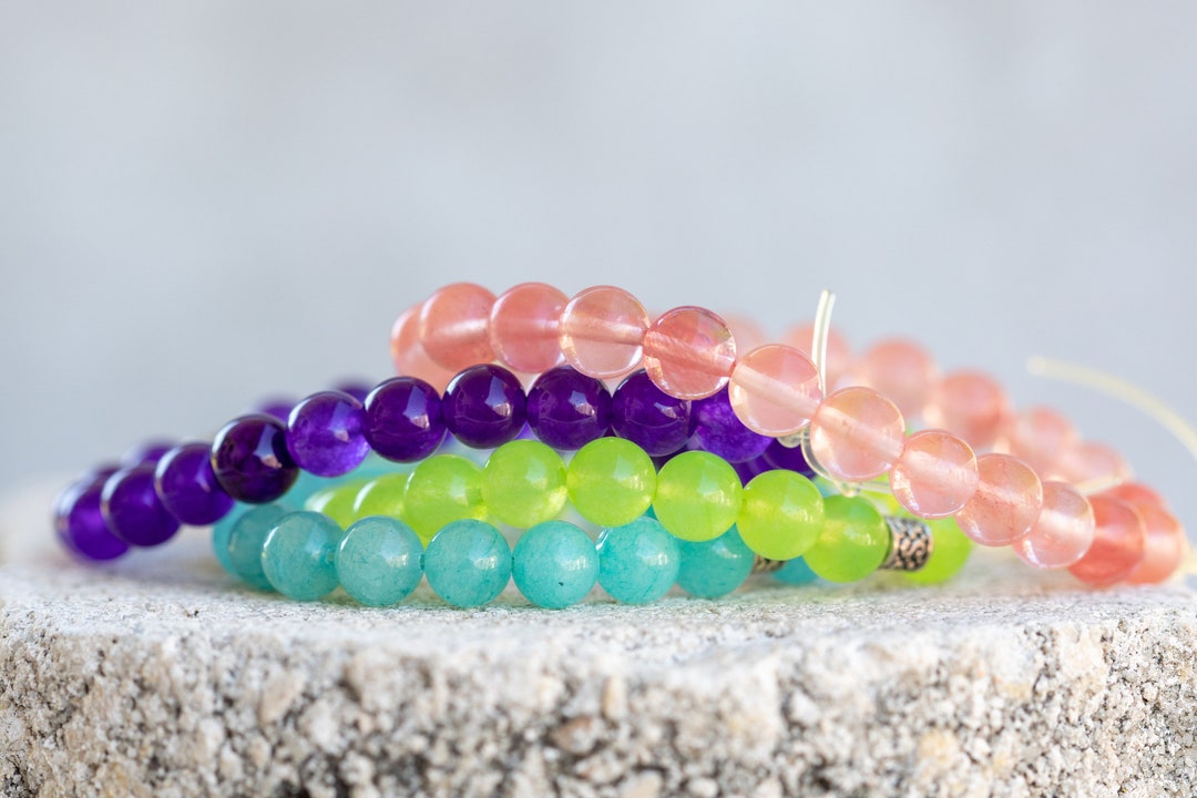 Dyed Pink, Orange, Yellow, Green Quartz Gemstone Crystal Healing ...