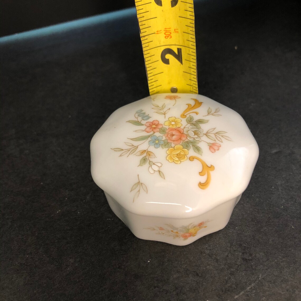 Vintage Porcelain Floral Trinket Box - Etsy