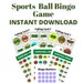Sports Ball Bingo Game, Animal Bingo Game, Bingo With Animals, Sports ...
