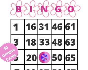 Bingo Calling Cards, Printable Bingo Game With Large Cards, Flower ...