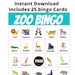 Zoo Bingo Game, Animal Bingo Game, Zoo Animal Bingo, Print and Play ...